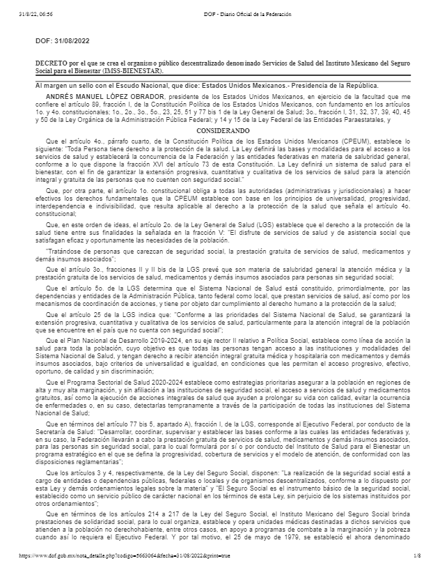 Gobierno Publica Decreto Con El Que Se Crea El Imss Bienestar Cafe